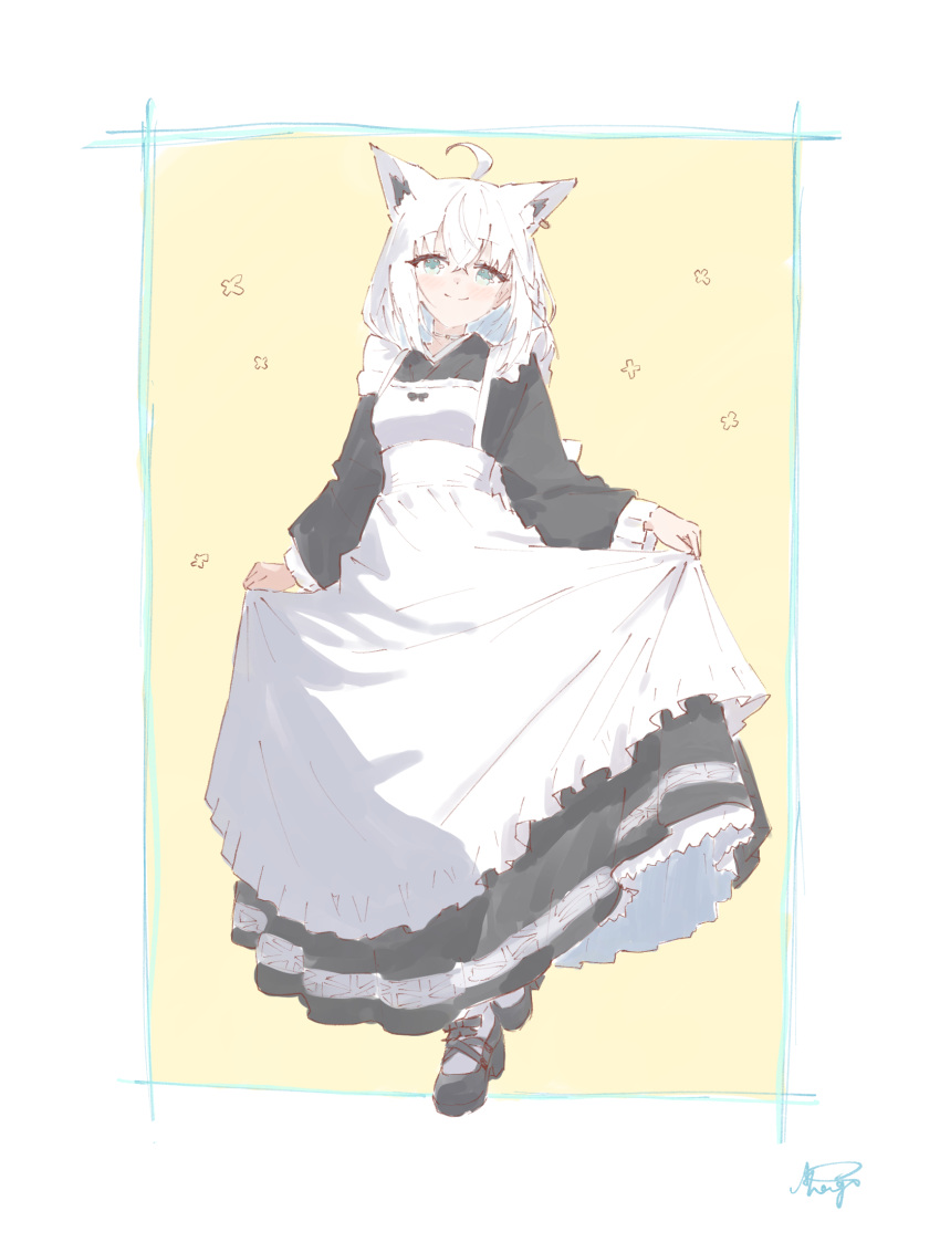 Safebooru - 1girl ahoge alternate costume animal ear fluff animal ears apron black dress black ...
