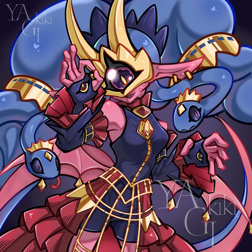 Safebooru - 1girl bare shoulders black shirt black shorts blue hair colored skin covered eyes ...