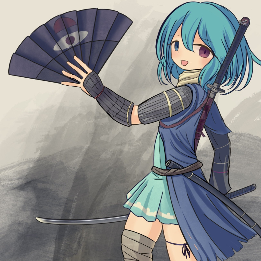 Safebooru - 1girl alternate costume blue dress blue eyes blue hair dress grey background hand ...