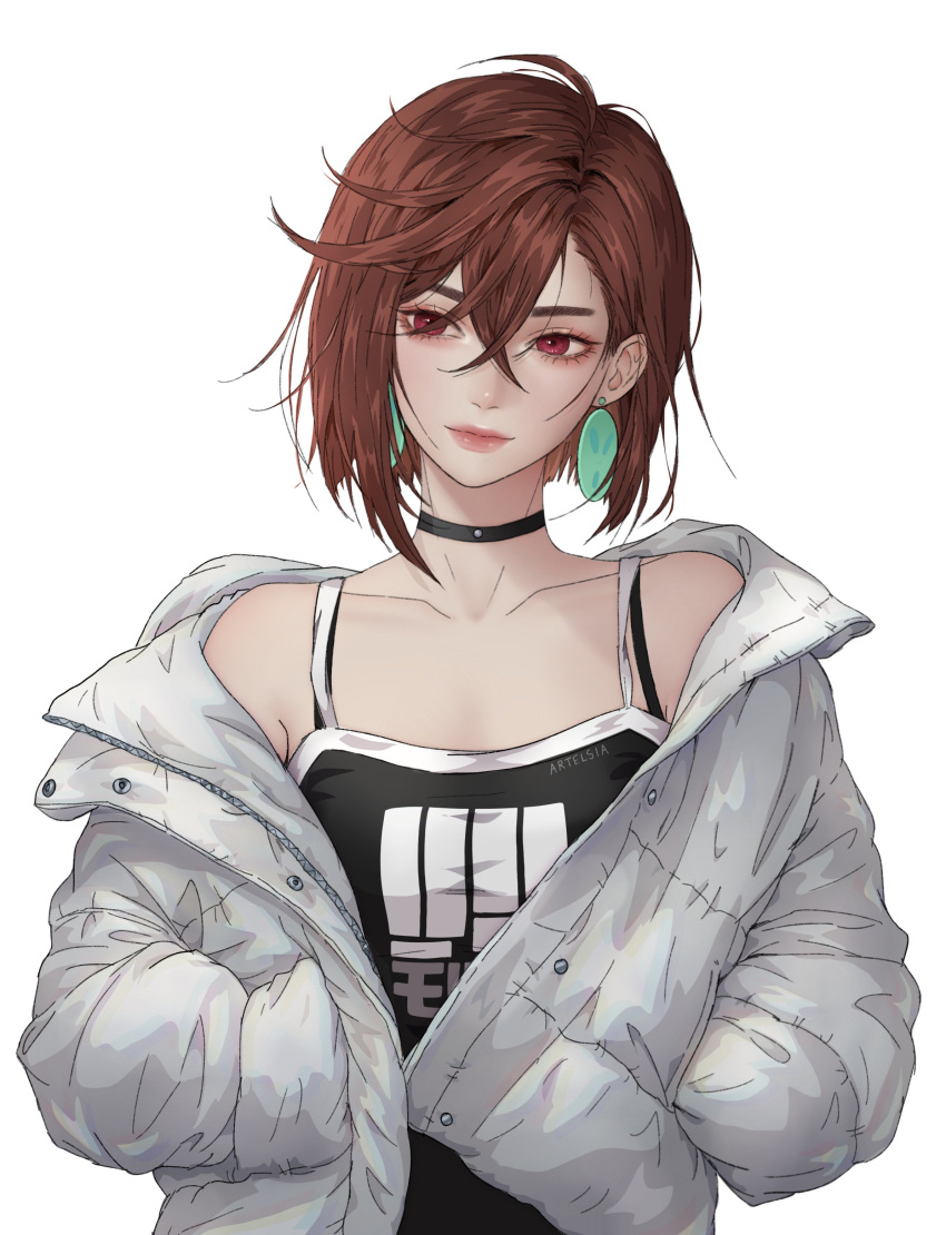 Safebooru - 1girl absurdres artelsia ayase momo bare shoulders black camisole black choker brown ...