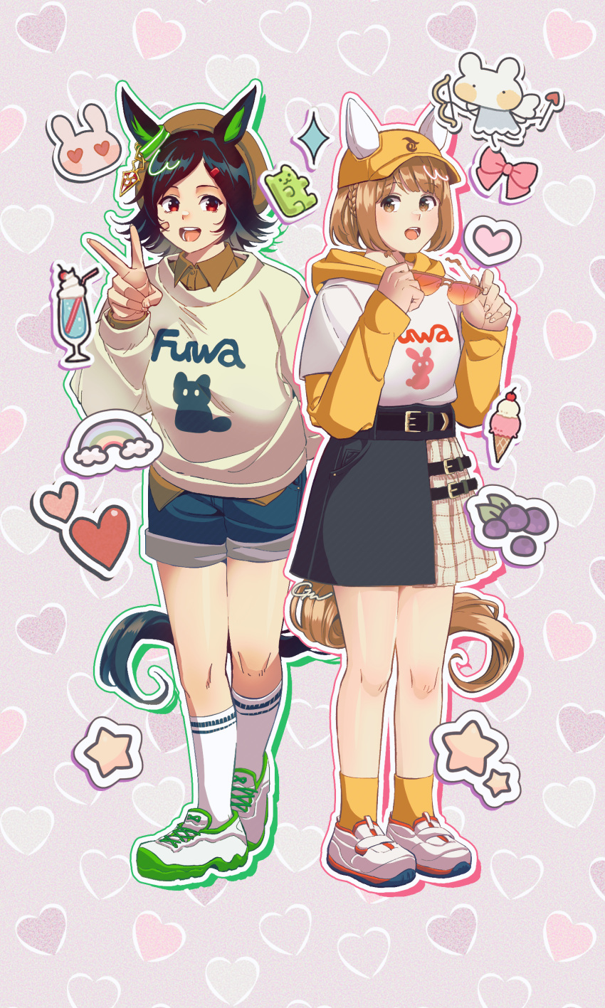 Safebooru - 2girls absurdres alternate costume animal ears arm behind back bandaid bandaid on ...