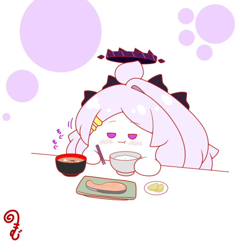 Safebooru - :t ahoge blue archive blush bowl chibi chopsticks closed ...