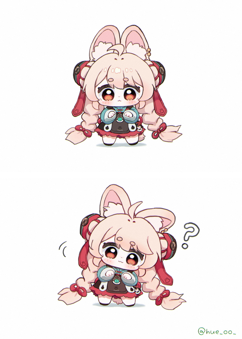Safebooru - 1girl :3 ? ahoge animal ear fluff animal ears braid character request chibi chibi ...
