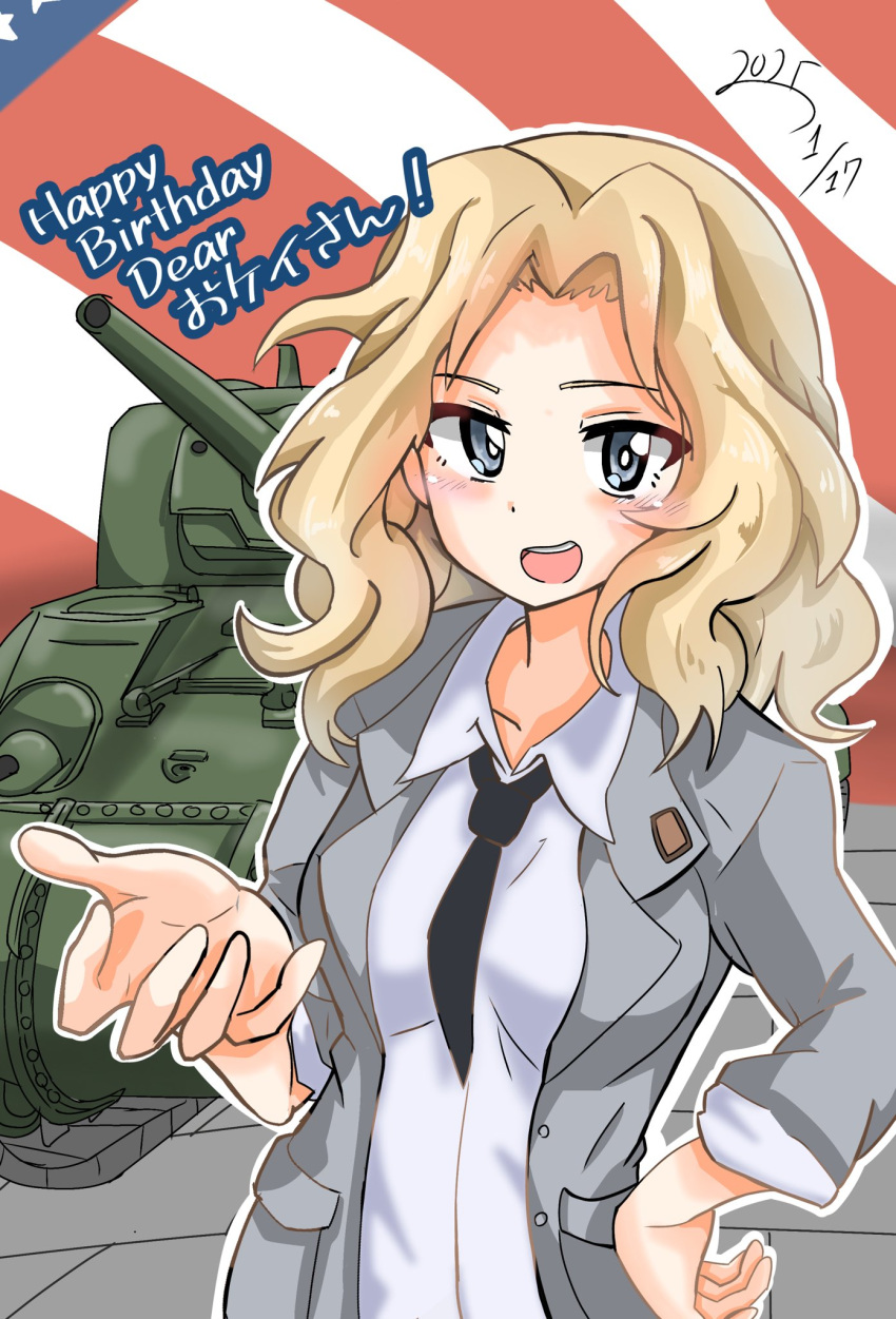 Safebooru - 1girl black necktie blonde hair breasts girls und panzer ...
