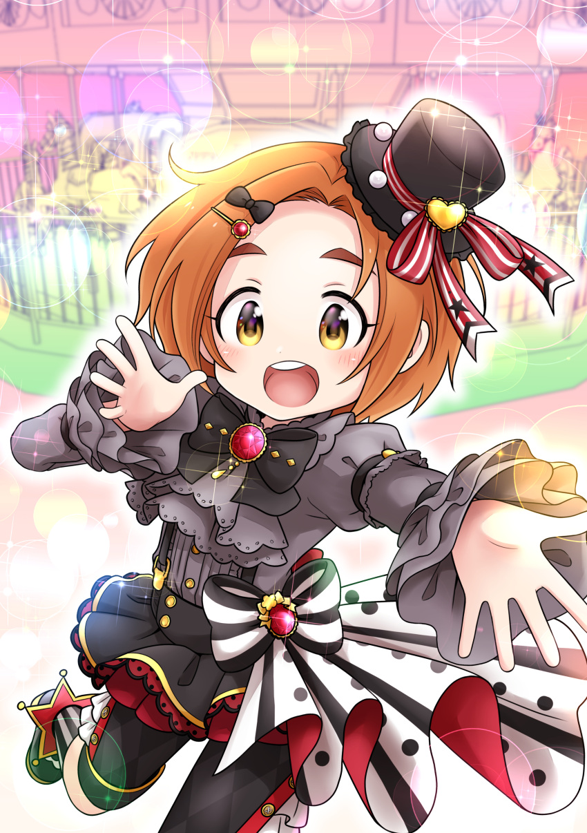 Safebooru - 1girl absurdres black bow black hat black shirt bow bowtie brown hair child dot nose ...