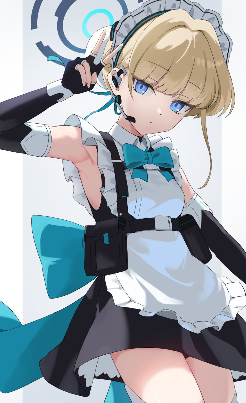 Safebooru - 1girl absurdres apron armpits back bow bare shoulders black dress black gloves ...