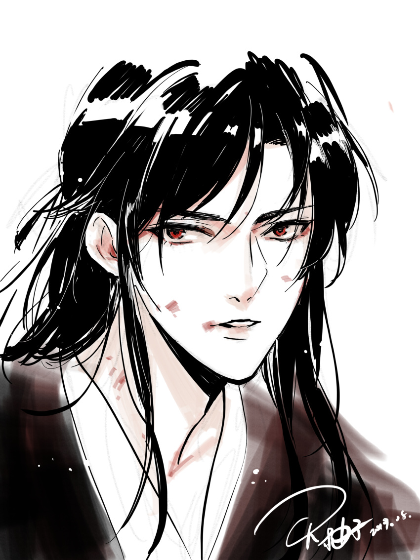 Safebooru - 1boy absurdres artist name bishounen black hair black hanfu blood blood on face ...