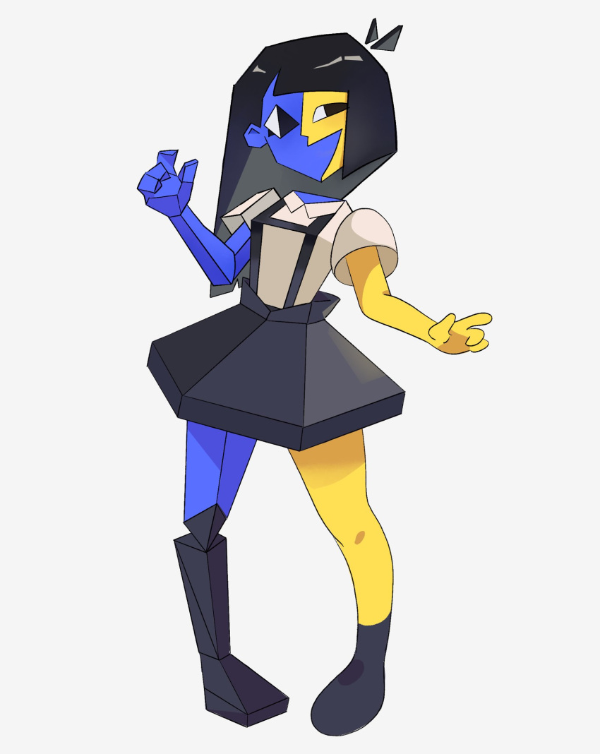 Safebooru - black hair blue skin colored skin ena (joel g) ena (series ...