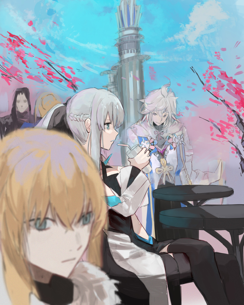 Safebooru - 1boy 2girls absurdres artoria pendragon (fate) avalon (fate) black bow blonde hair ...