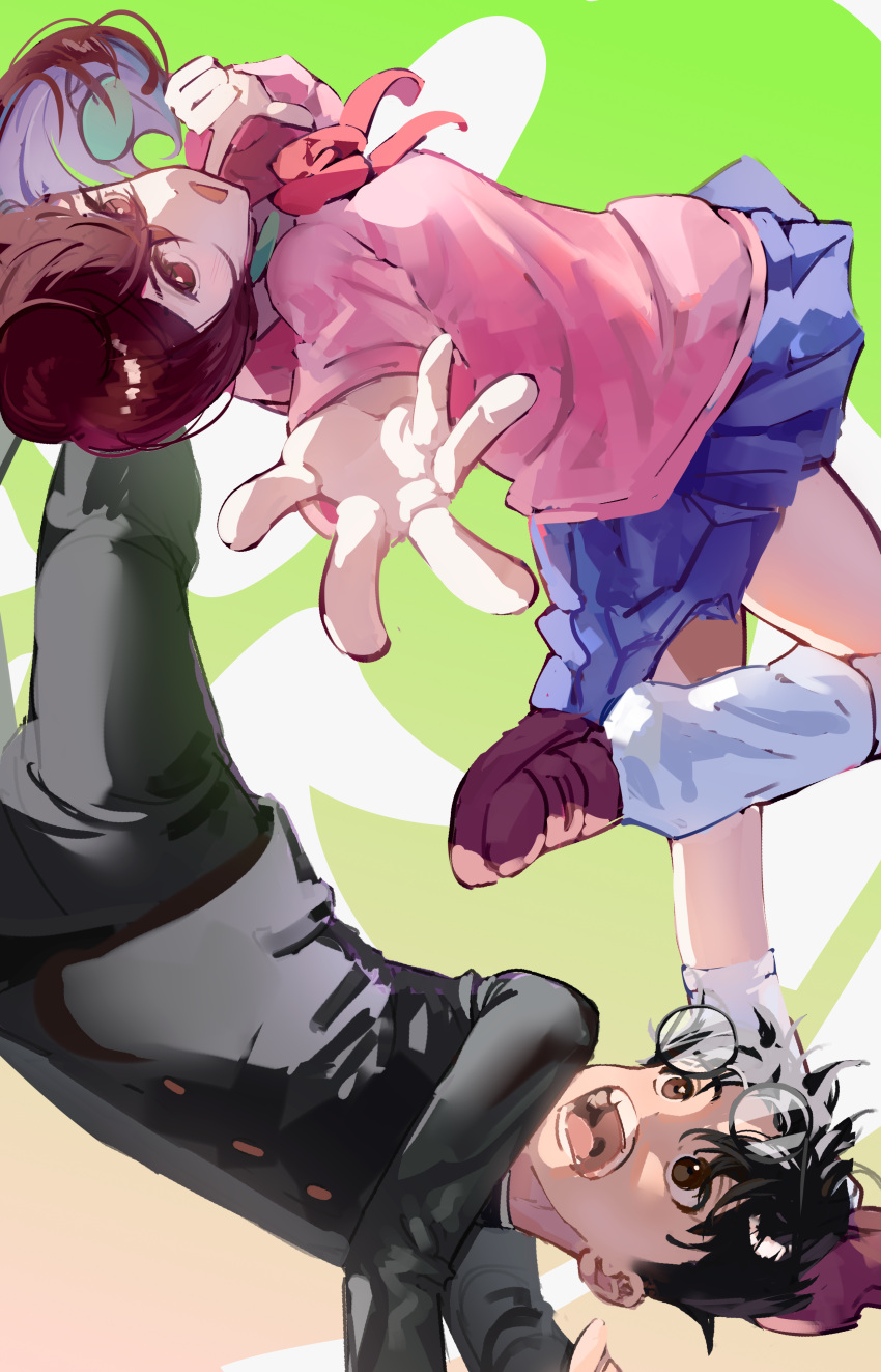 Safebooru - 1boy 1girl absurdres ayase momo black hair bloom muchi blush brown eyes brown hair ...