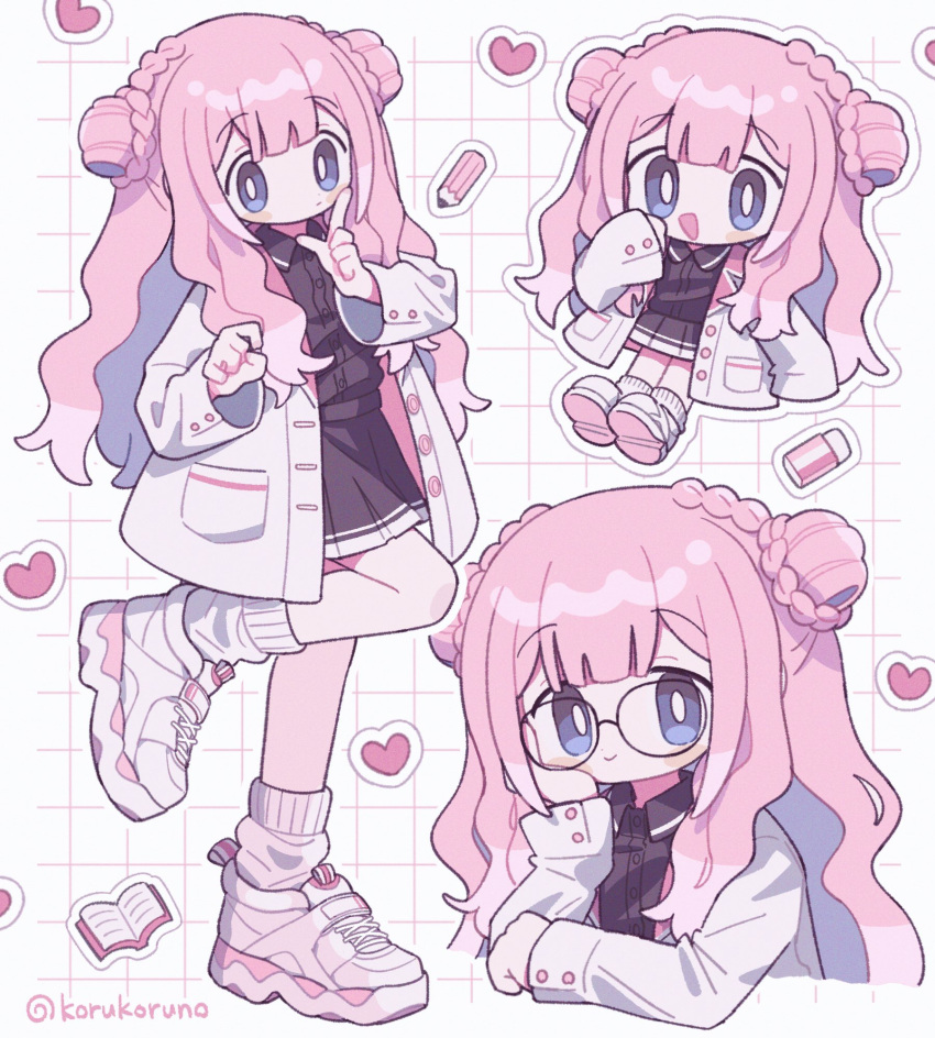 Safebooru - 1girl black shirt black skirt blue eyes blush book chibi ...