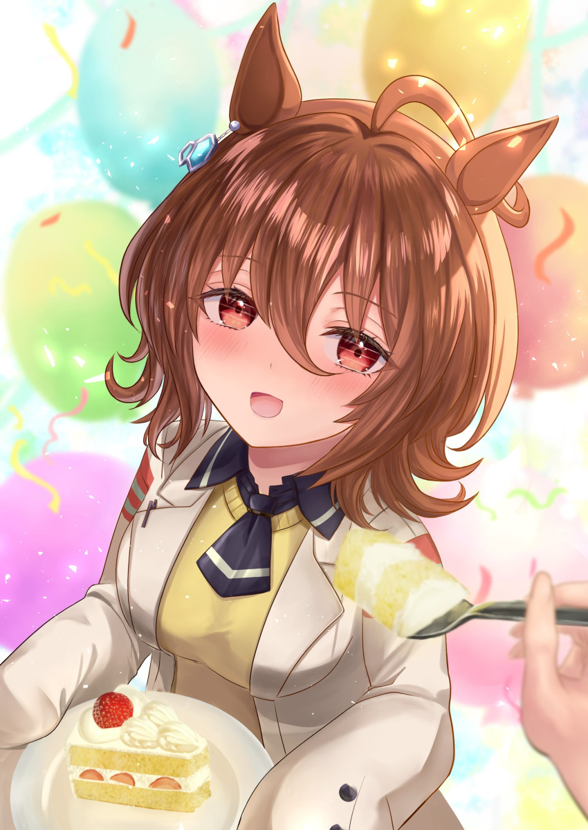 Safebooru - 1girl absurdres agnes tachyon (umamusume) ahoge animal ears balloon black necktie ...