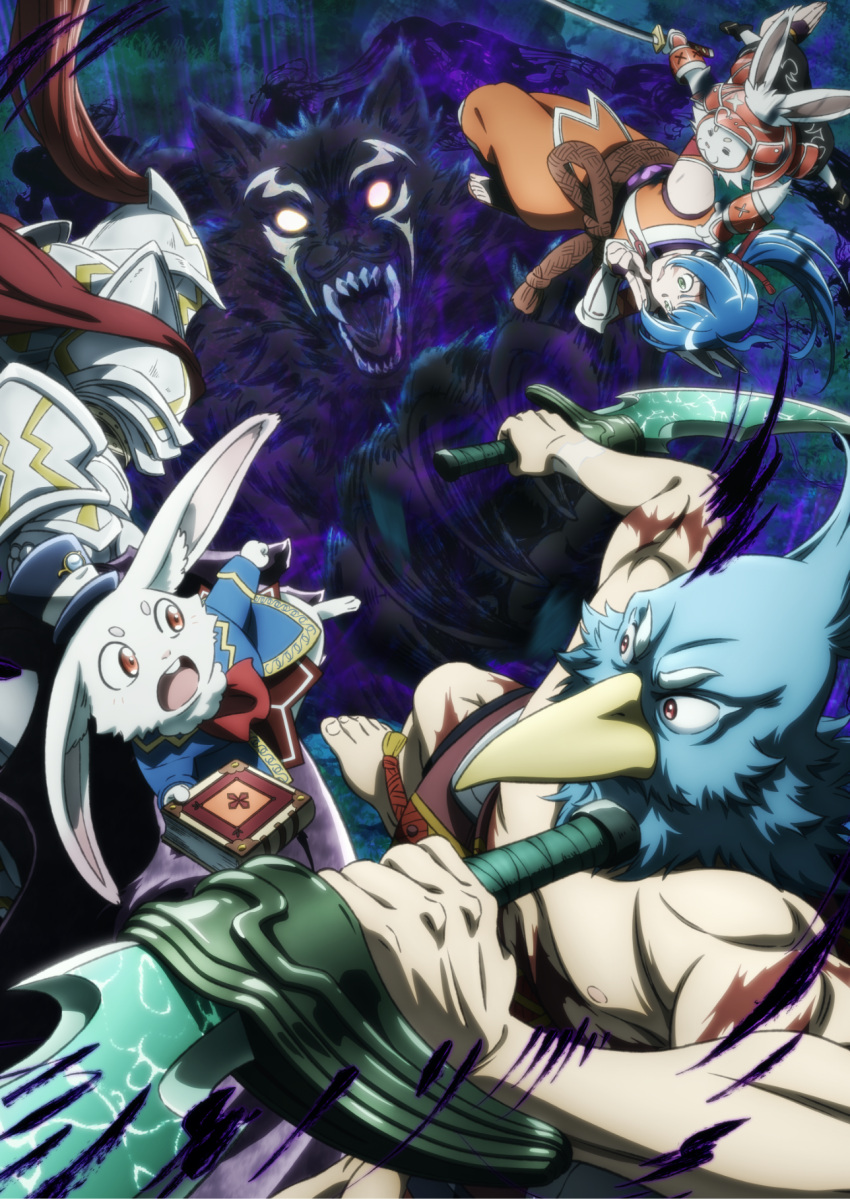 Safebooru - 1girl akitsu akane armor aura blue hair dagger dark aura dual wielding emul (shangri ...