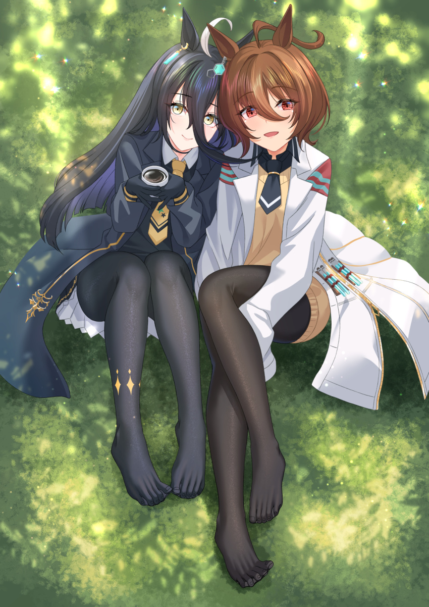 Safebooru - 2girls agnes tachyon (umamusume) ahoge animal ears black coat black gloves black ...