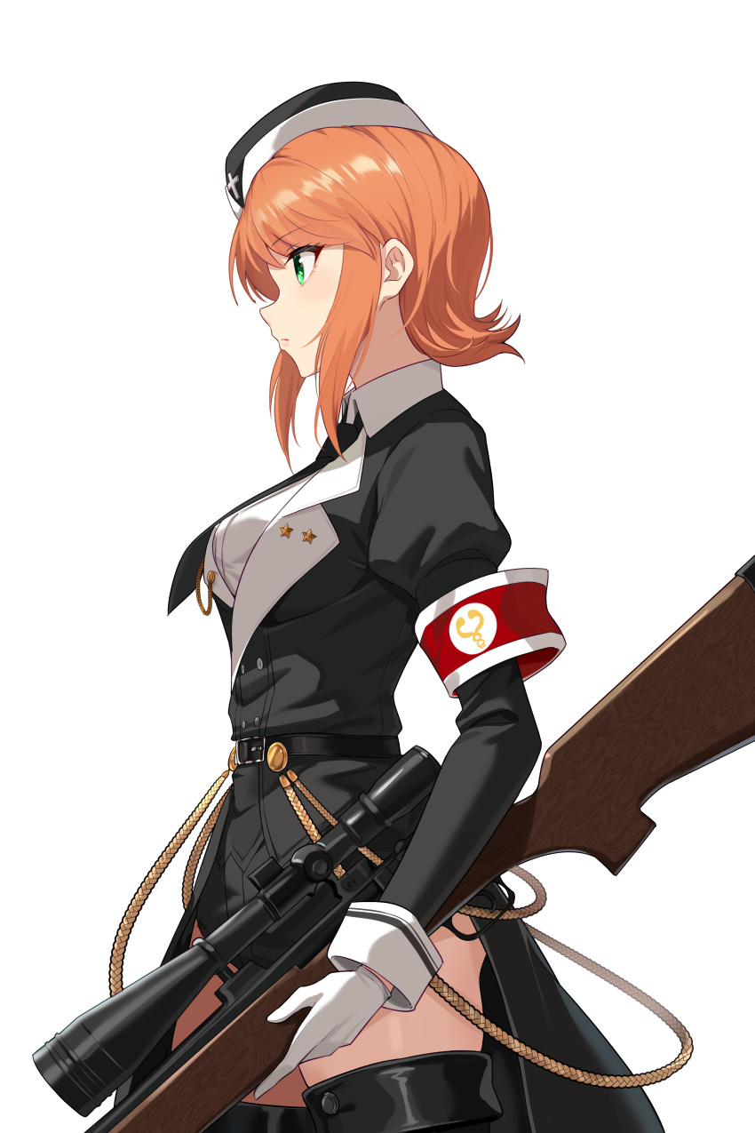 Safebooru - 1girl absurdres aiguillette armband belt black coat boots brown hair character ...