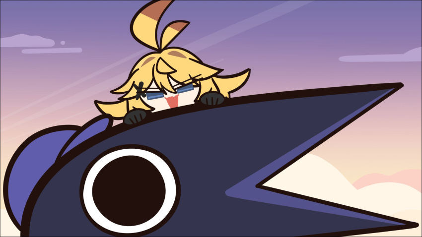 Safebooru - 1girl :d ahoge bird blonde hair blue eyes blue hat chibi ...