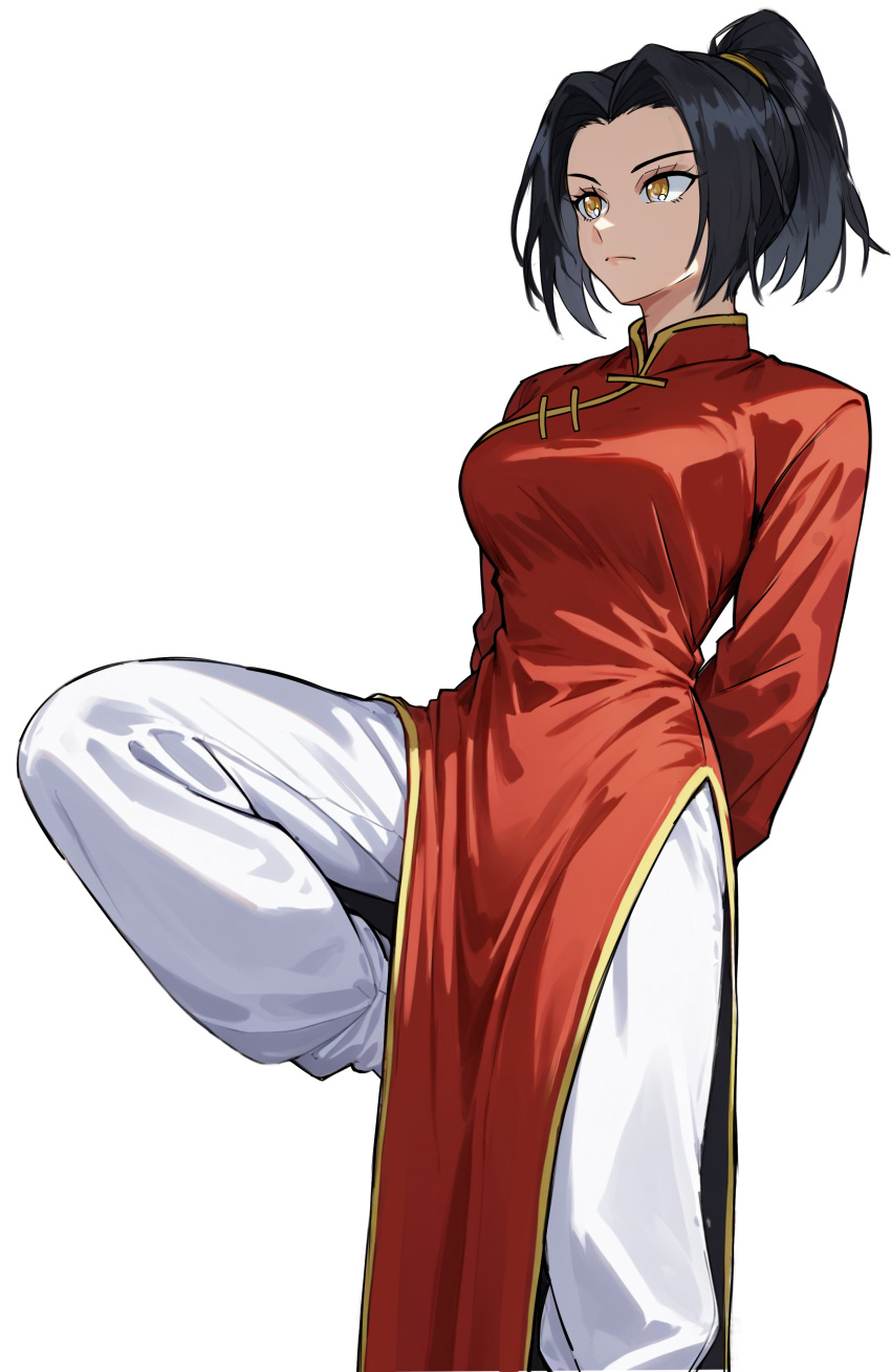 Safebooru - 1girl absurdres arms behind back black hair changpao china ...