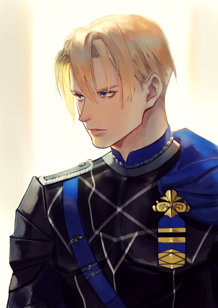 Safebooru - 1boy absurdres armor belt black shirt blonde hair blue belt blue cape blue eyes cape ...