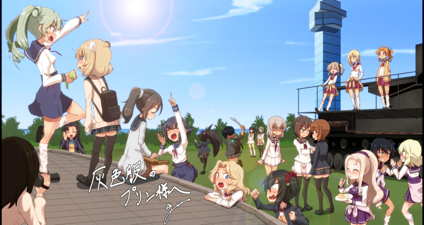 Safebooru - 6+girls absurdres alternate costume alternate hairstyle anchovy (girls und panzer ...