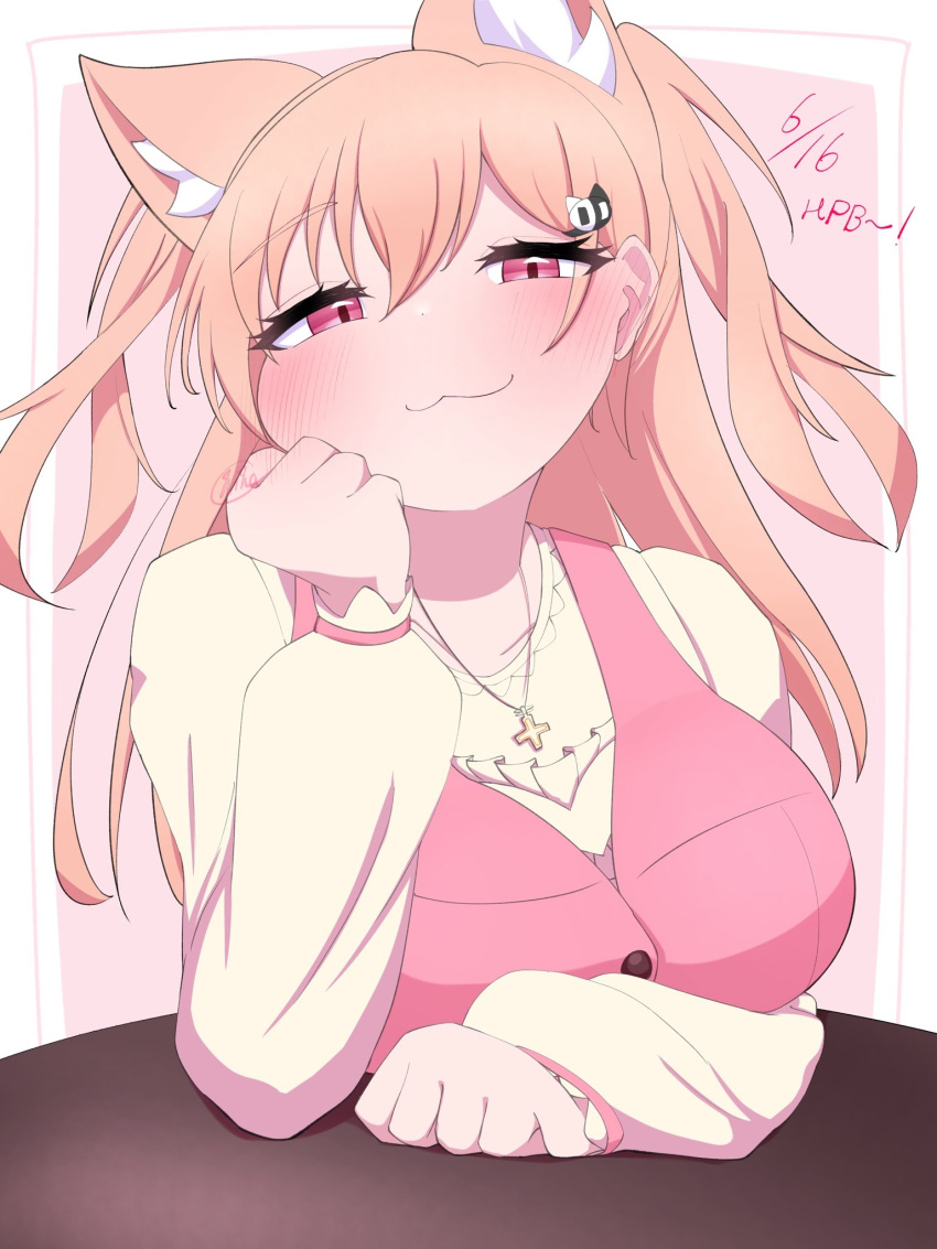 Safebooru - :3 animal ear fluff animal ears bang dream! blush breast rest breasts breasts on ...