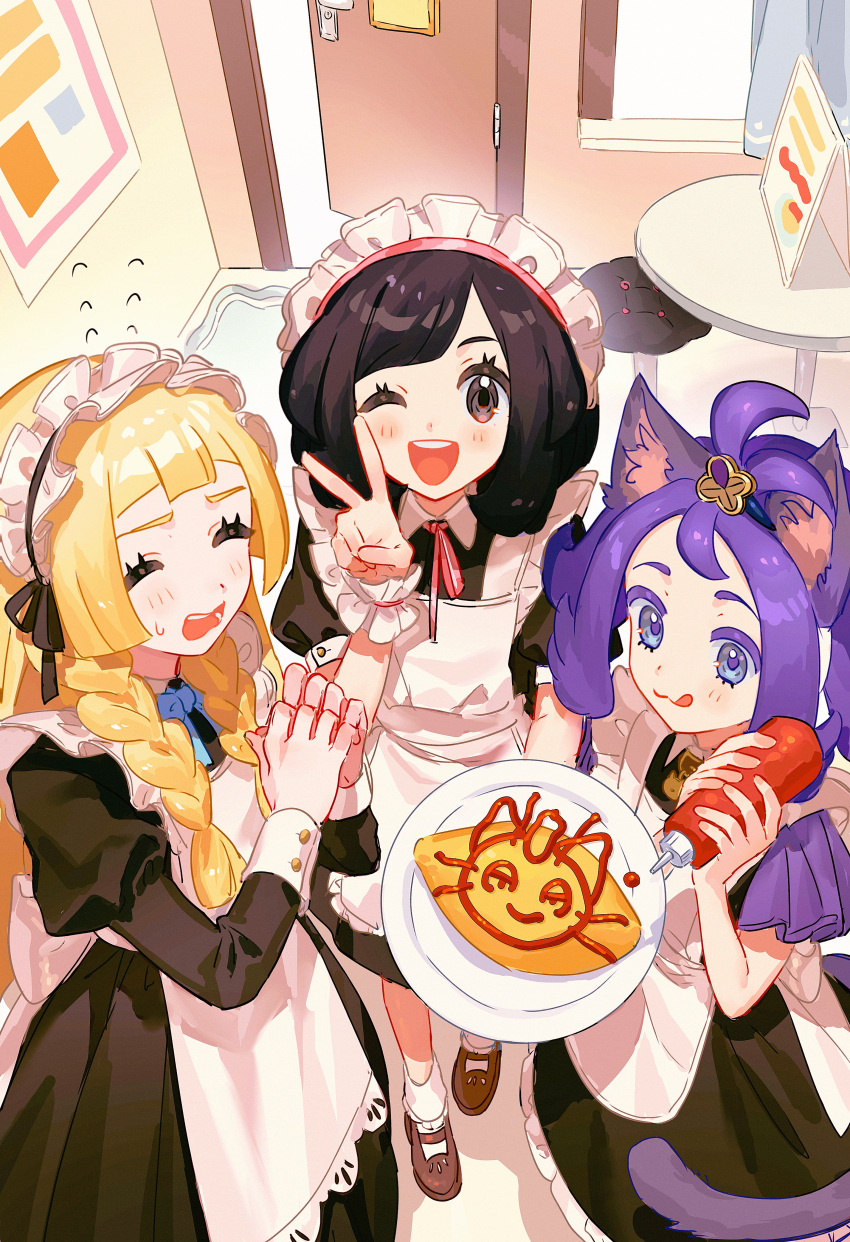 Safebooru - 3girls :p ;d absurdres acerola (pokemon) alolan meowth ...