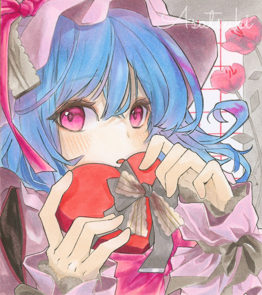 Safebooru 1girl Artist Name Asatsuki No E Blue Hair Blush Box 6147