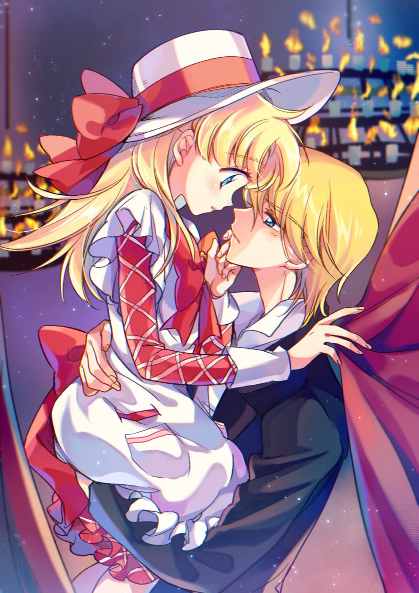 Safebooru - 1boy 1girl absurdres ashita no nadja black jacket blonde hair blue eyes blurry bow ...