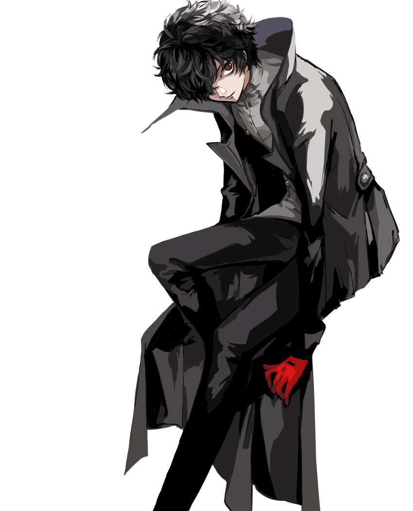Safebooru - 1boy amamiya ren black coat black hair black pants closed mouth coat collared coat ...