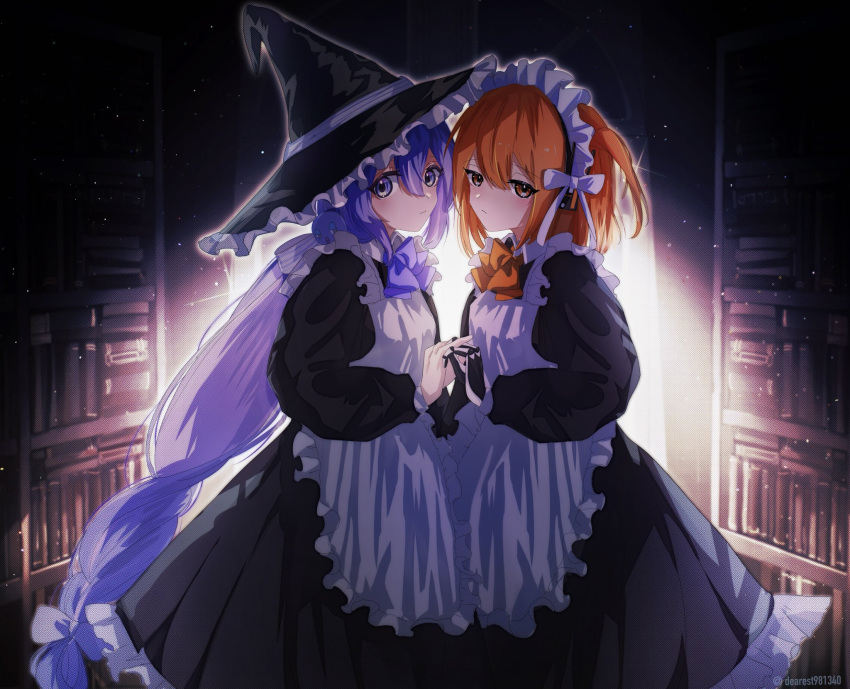 Safebooru - 2girls a.i. voice adachi rei alternate costume apron artist name black dress black ...