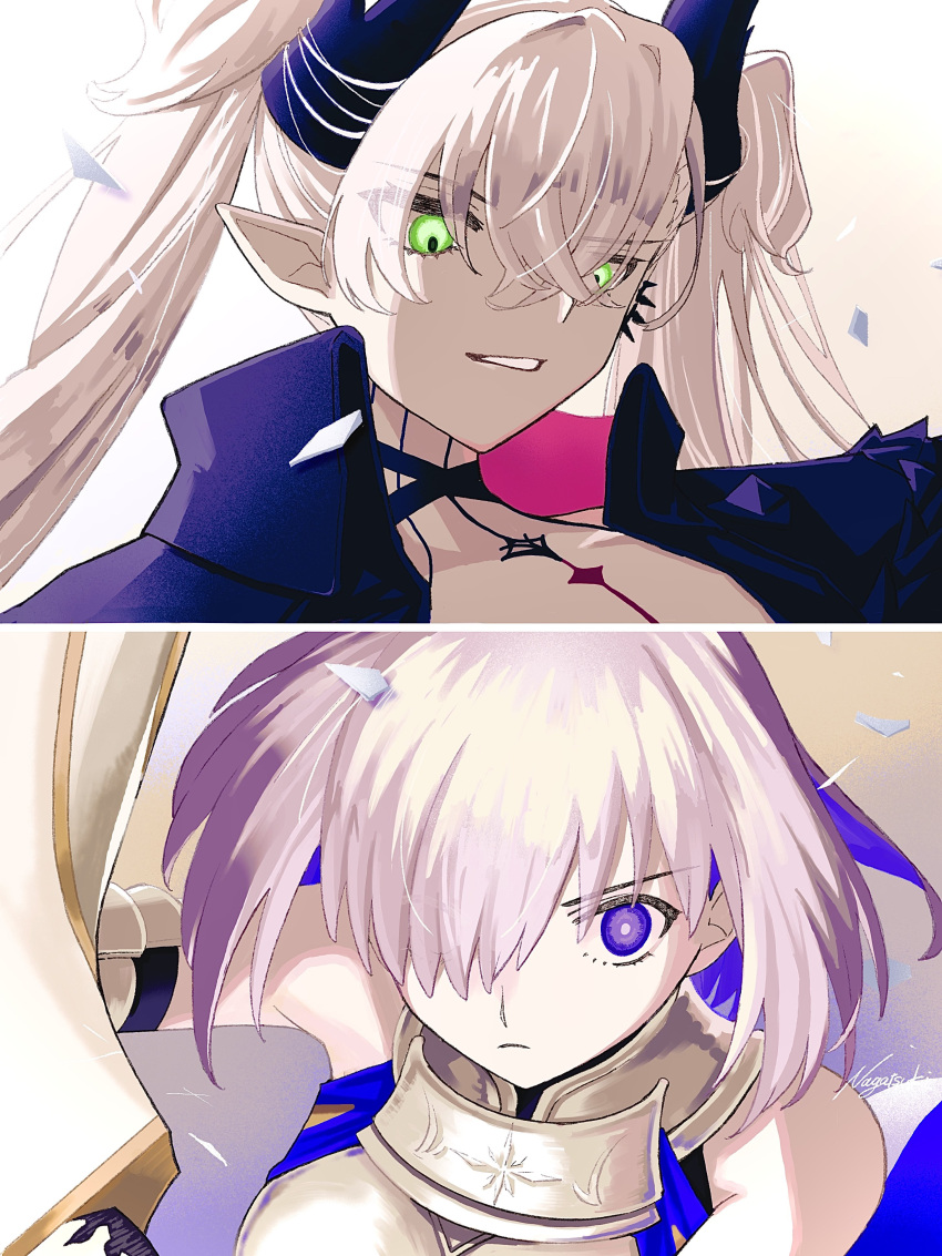 Safebooru - absurdres armor bare shoulders closed mouth colored inner hair detached sleeves fate ...