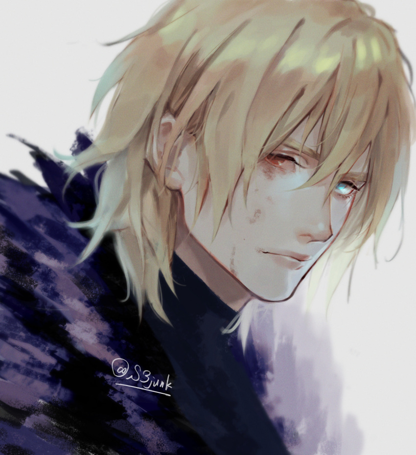 Safebooru - 1boy black shirt blonde hair blood blood on face blue eyes closed mouth commentary ...