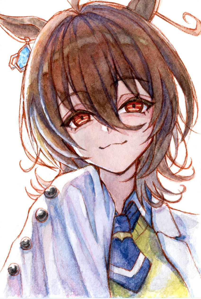 Safebooru - 1girl :3 agnes tachyon (umamusume) ahoge animal ears black necktie black shirt brown ...