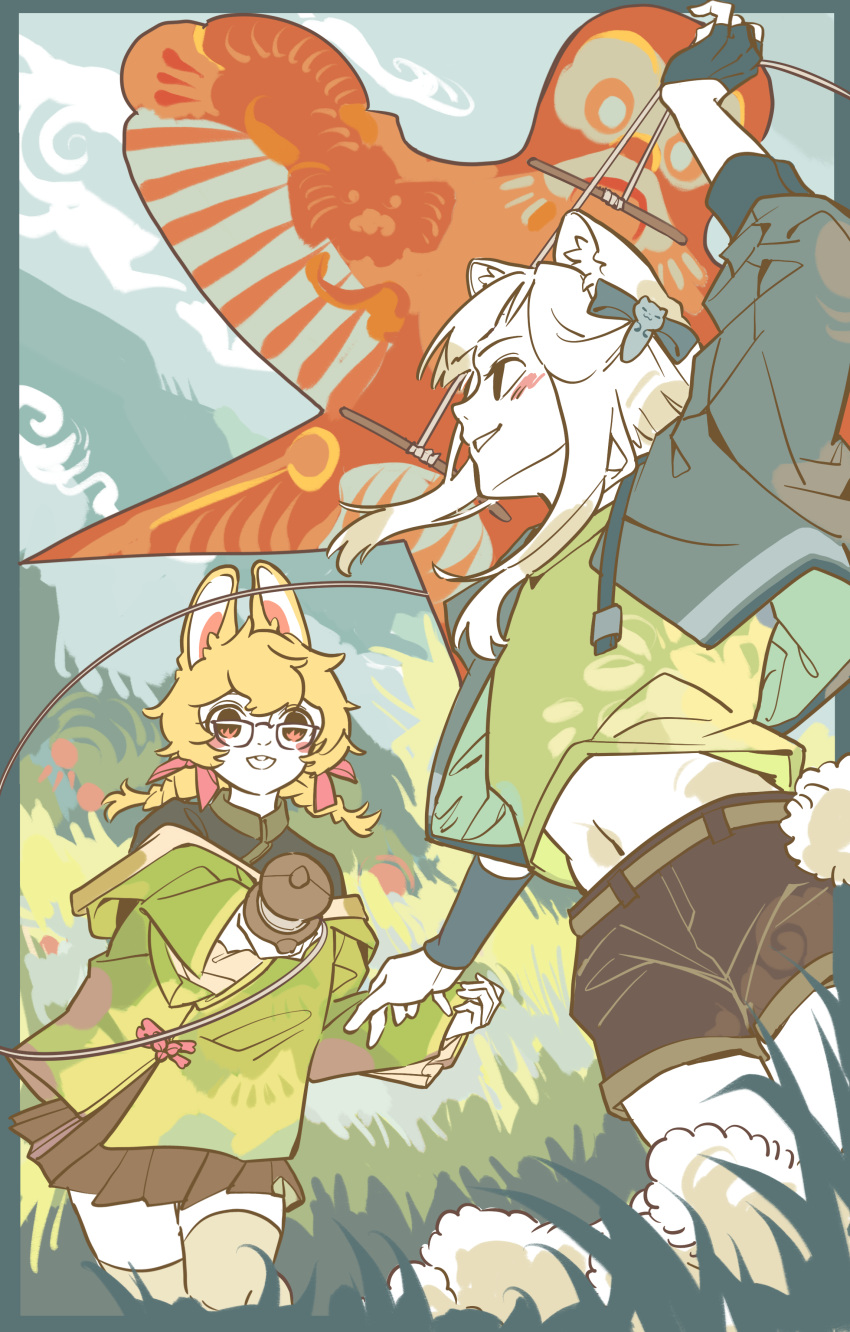 Safebooru - 2girls absurdres alternate costume alternate hairstyle animal ears beeyiyi black ...