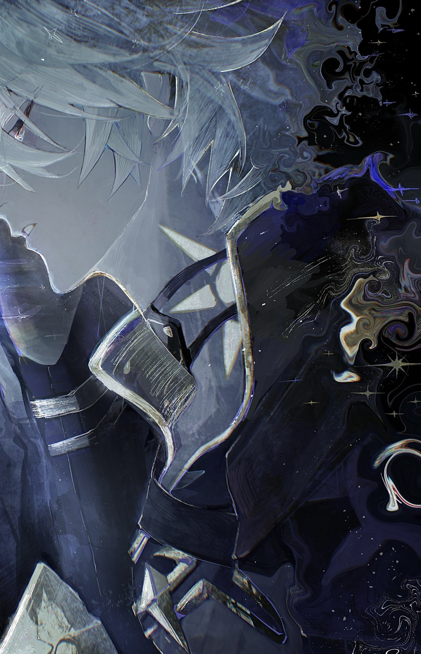 Safebooru - 1boy absurdres black choker black shirt choker closed eyes commentary request from ...