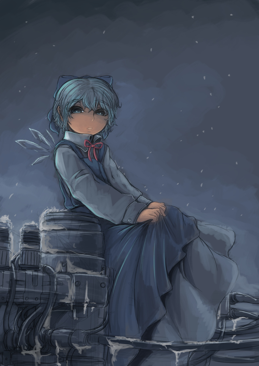 Safebooru - 1girl absurdres blue bow blue dress blue eyes blue hair bow cirno doekuramori dress ...