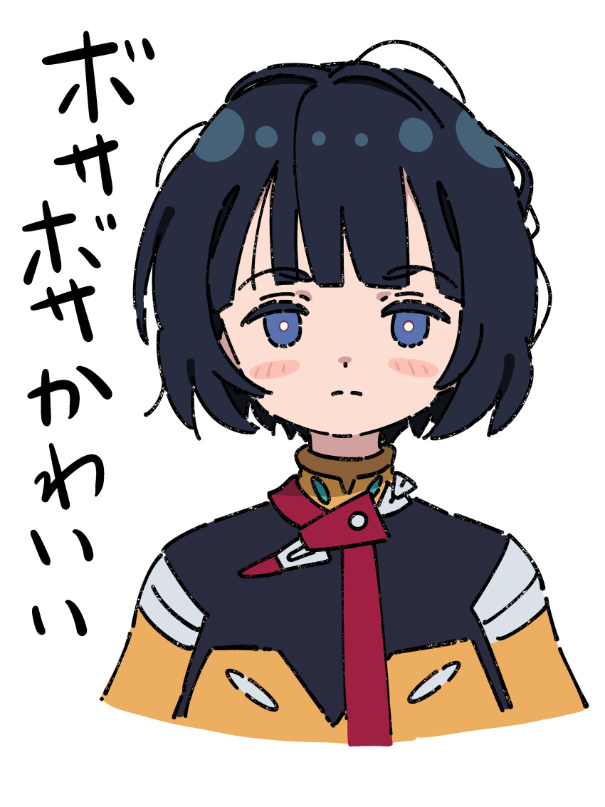Safebooru - 1girl absurdres black hair blue eyes blush closed mouth commentary request cropped ...