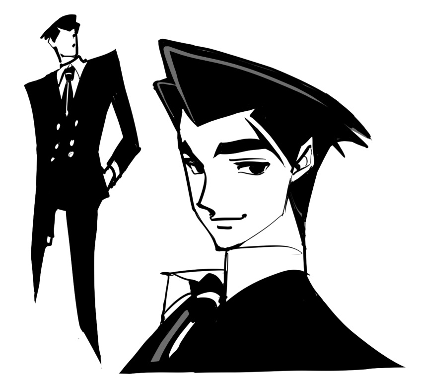 Safebooru - 1boy abcontrol zzz black eyes black hair black jacket black necktie black pants ...