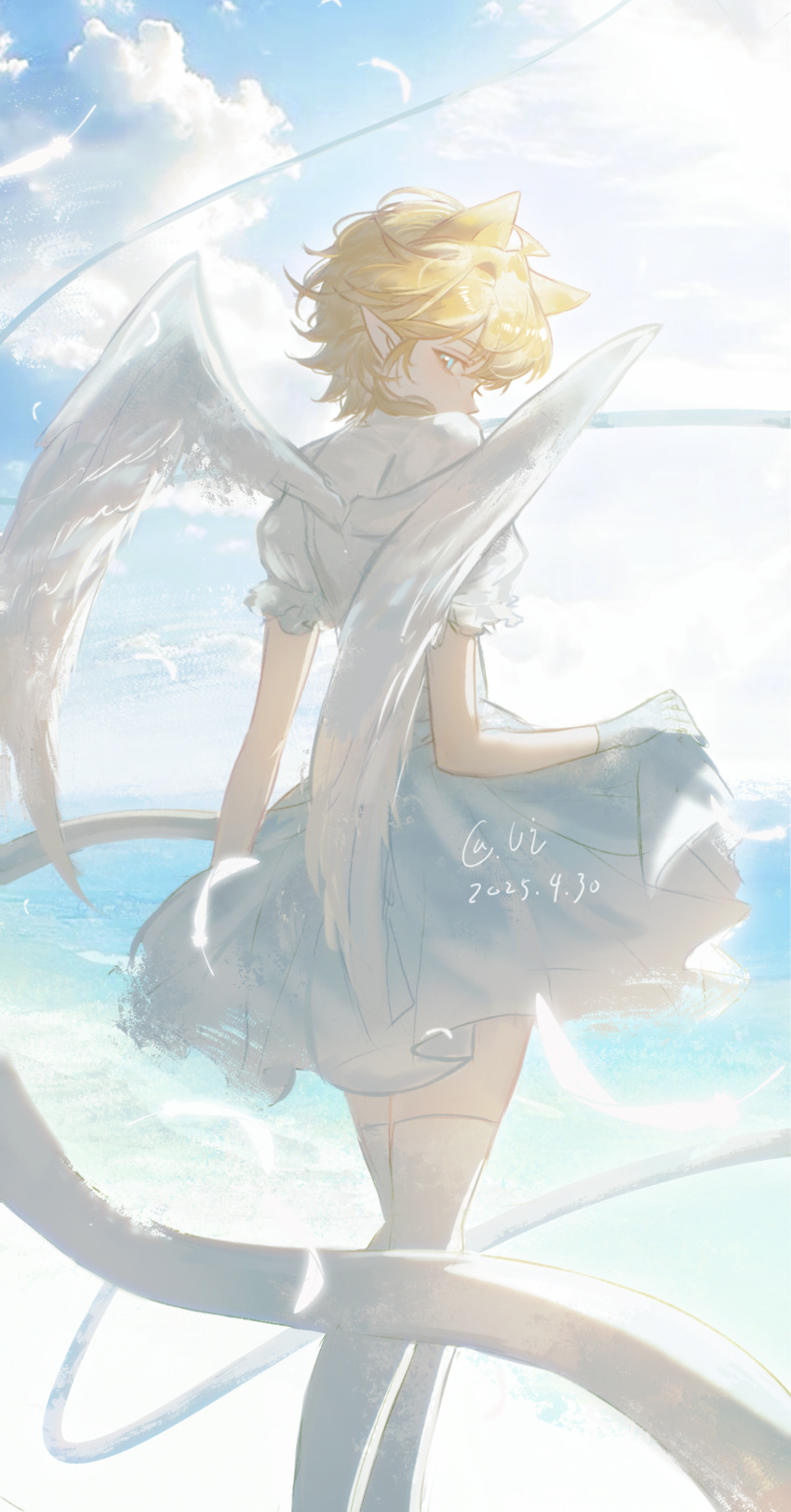 Safebooru - 1boy absurdres alternate costume angel wings animal ears ...