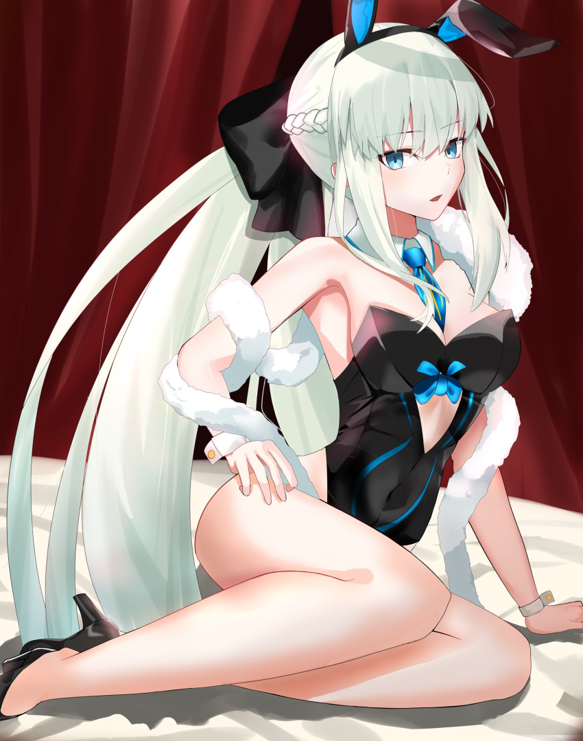 Safebooru - 1girl animal ears black bow blue eyes bow fate/grand order fate (series) hair ...