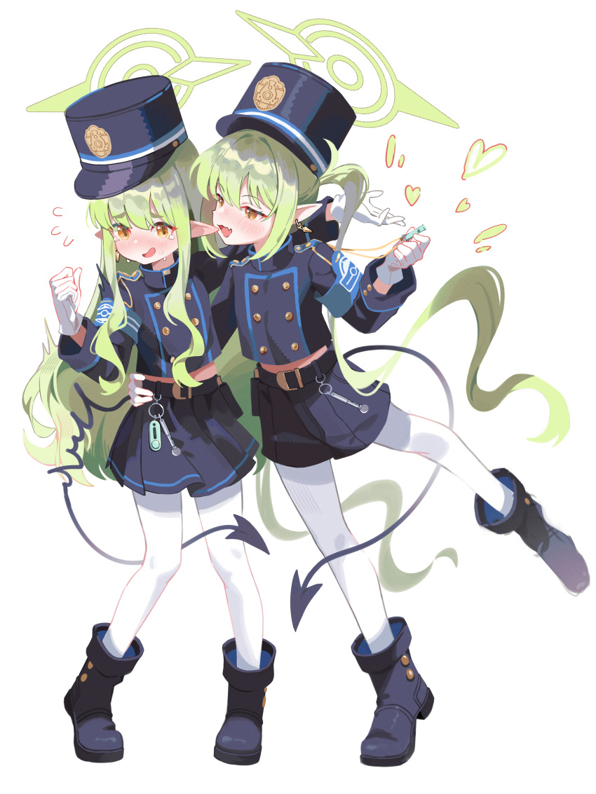 Safebooru - 2girls absurdres armband black tail blue archive blue armband blue hat blue shorts ...