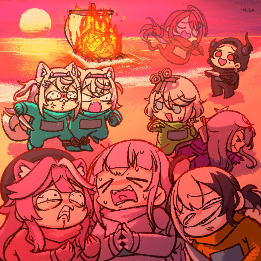 Safebooru - 6+girls ahoge among us animal ears blonde hair blue hair ...