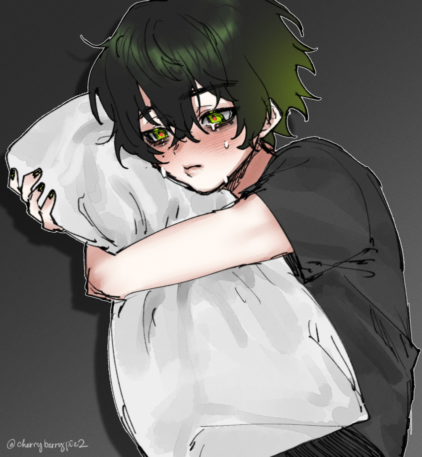 Safebooru - 1boy artist name black nails black shirt cherryberrypie2 ...
