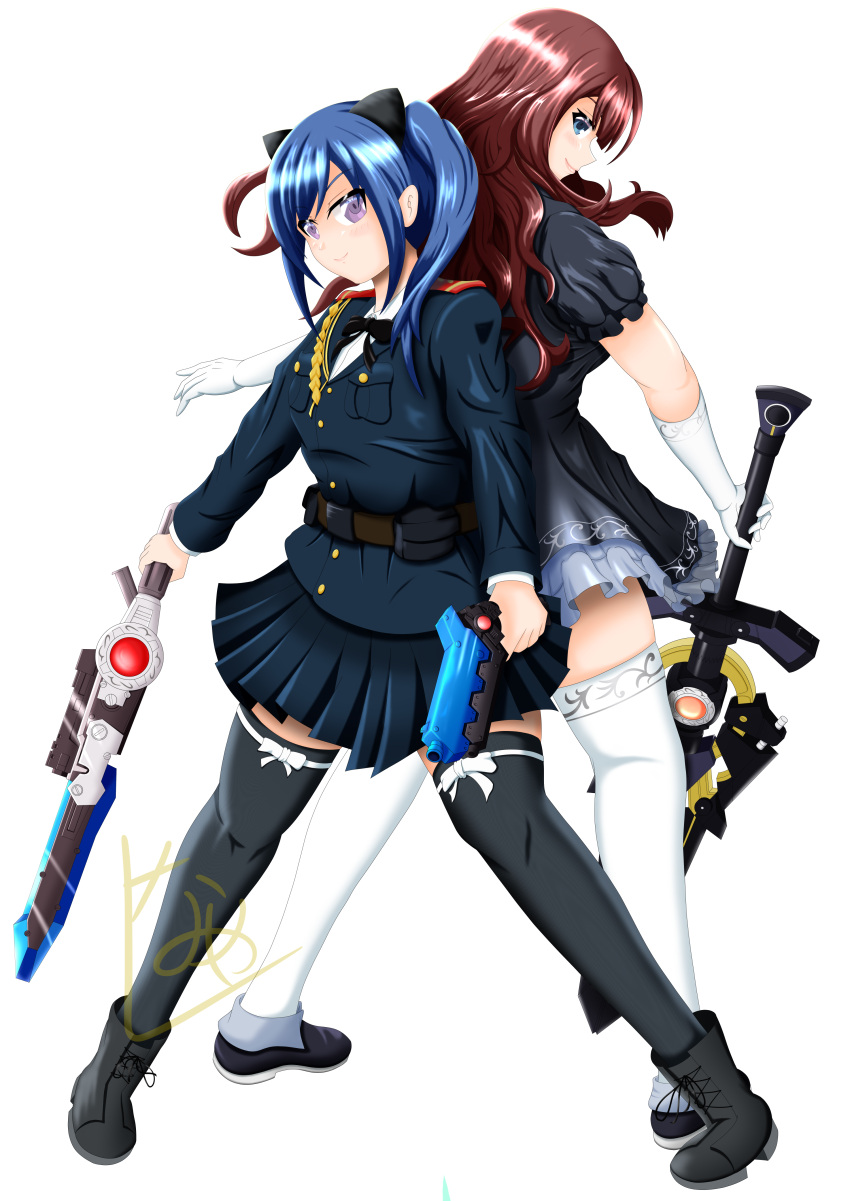 Safebooru - 2girls absurdres aiguillette animal ears artist name assault lily back-to-back belt ...
