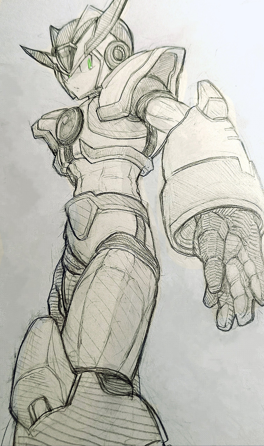 Safebooru - 1boy absurdres armor cowboy shot green eyes helmet highres ...