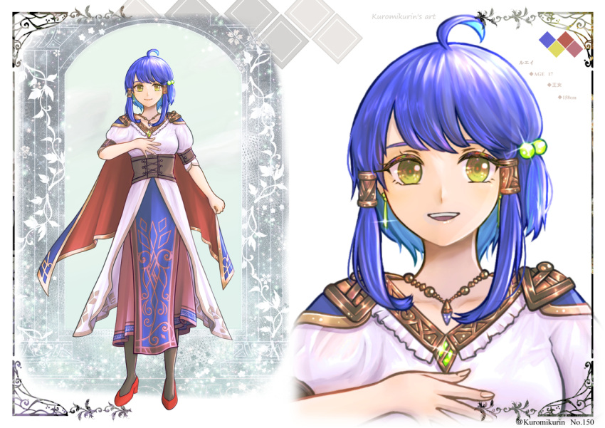 Safebooru - 1girl blue dress blue eyes blue hair dress looking at viewer original princess ...