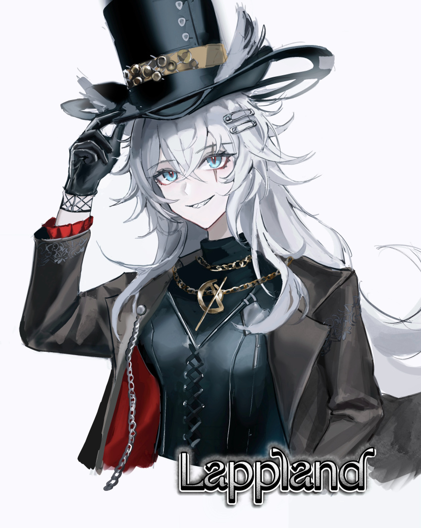 Safebooru - 1girl absurdres ambience synesthesia arknights black gloves black hat black shirt ...