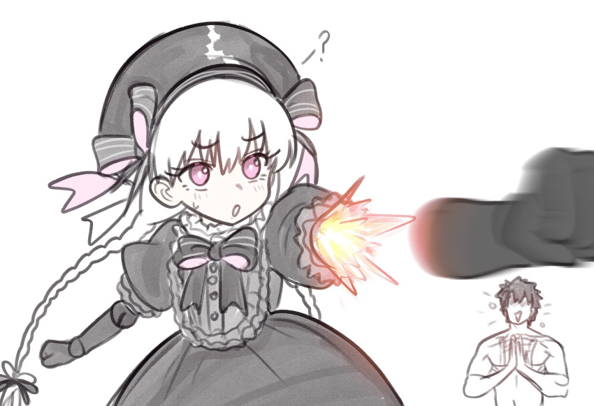 Safebooru - 1boy 1girl absurdres beret black dress black hat braid breasts clapping doll joints ...