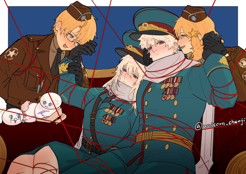 Safebooru - 2boys 2girls ahoge america (female) (hetalia) america (hetalia) artist name axis ...