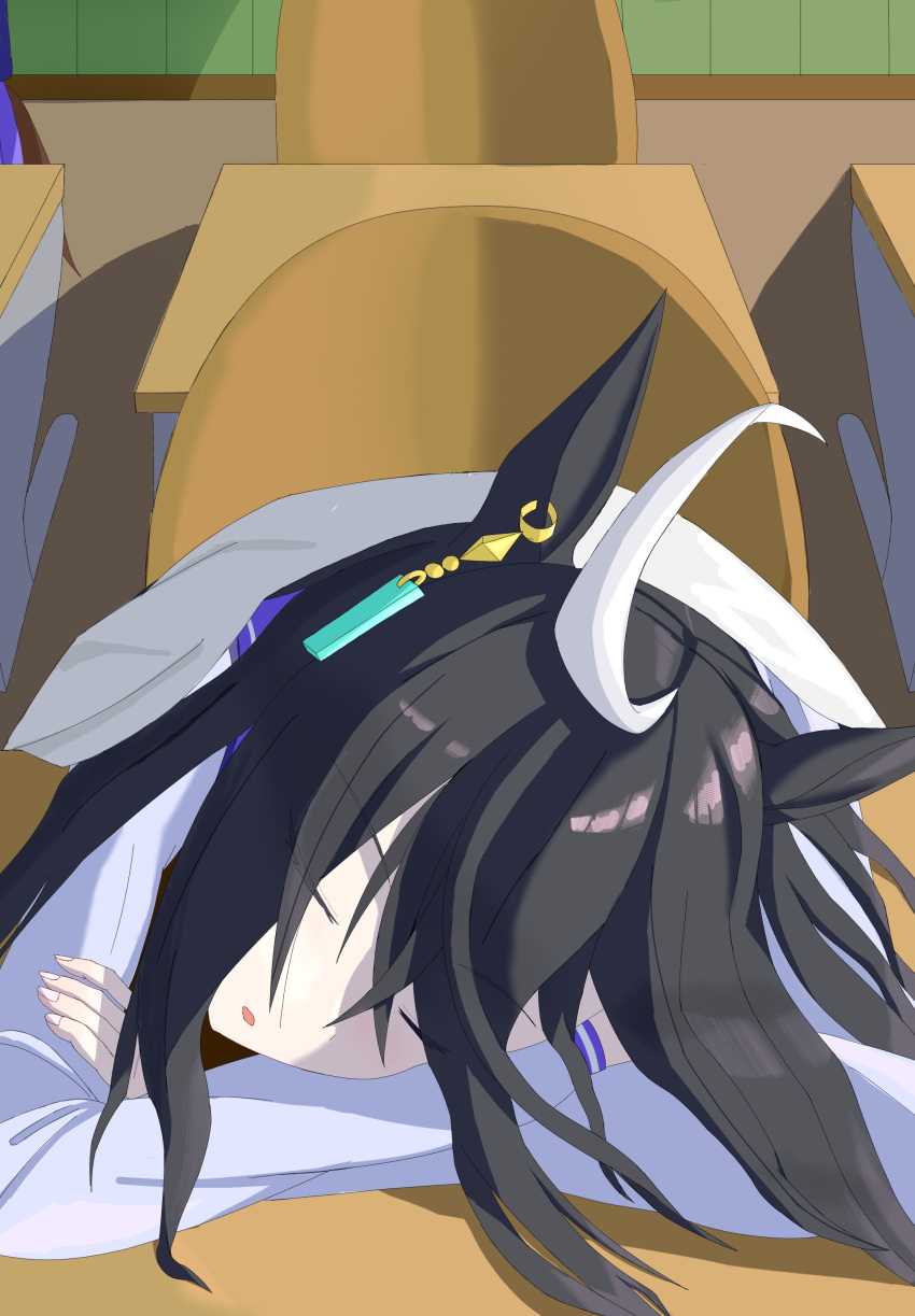 Safebooru - 2girls absurdres agnes tachyon (umamusume) ahoge animal ears black hair chair ...