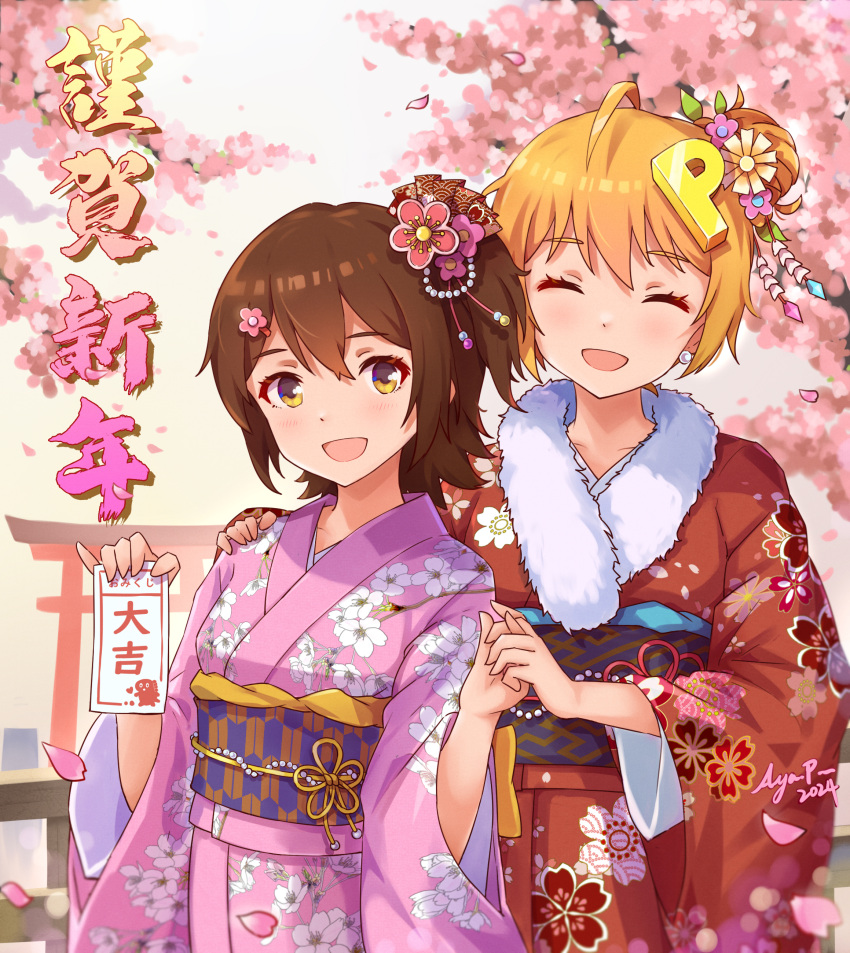 Safebooru - 2girls absurdres ahoge blonde hair brown eyes brown hair ...